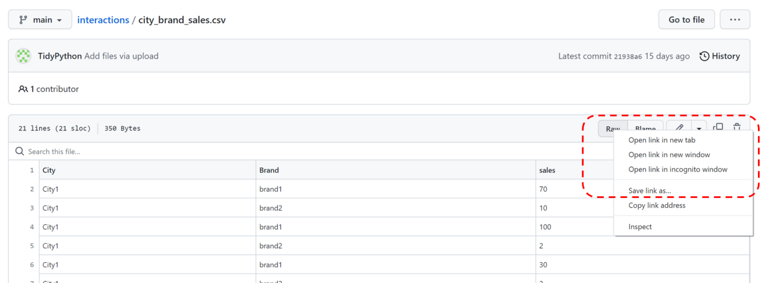 How to download CSV files from GitHub