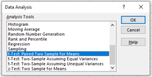 Conduct Paired Samples t-test in Excel