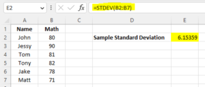 Calculate Standard Deviation in Excel
